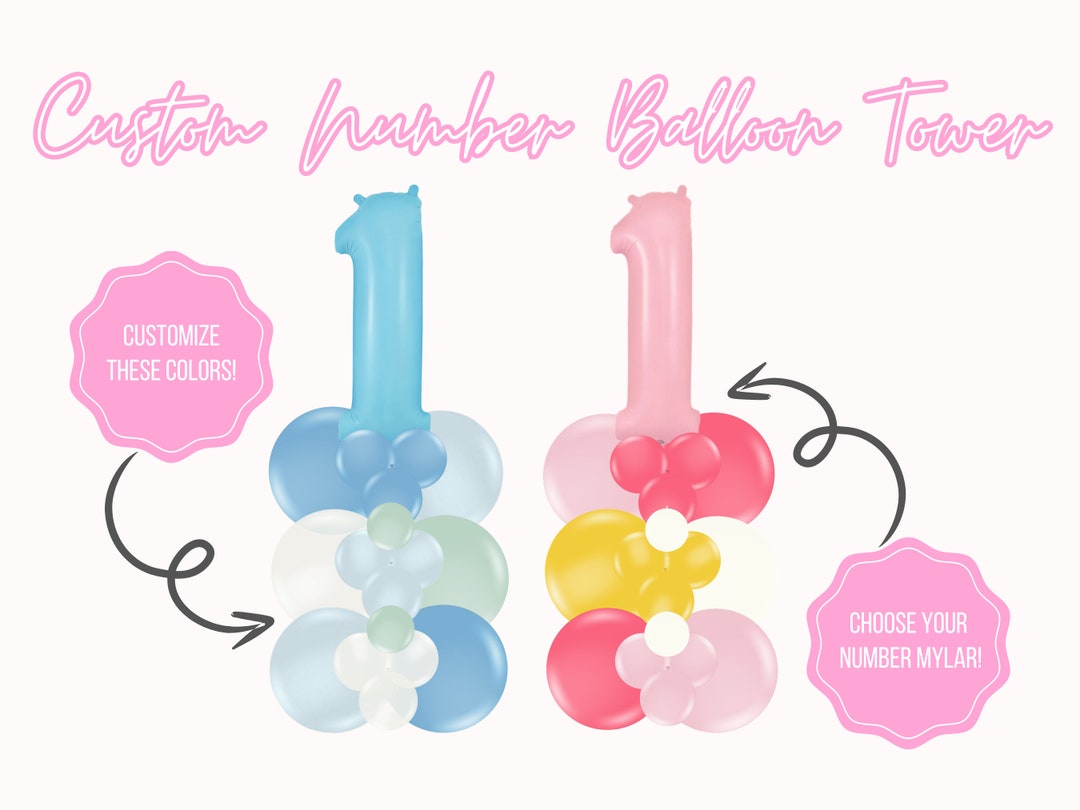 Custom Number Balloon Tower | Birthday Party Decorations, Balloon ...