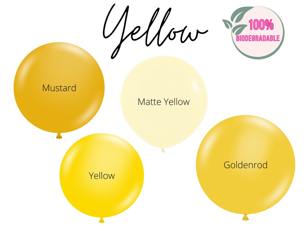 Yellow Biodegradable Balloons / Mustard Latex Balloon, Sunshine Balloon ...