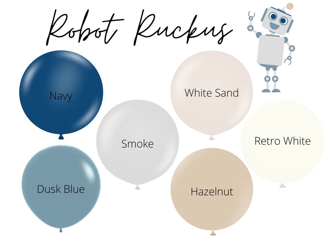 Robot Ruckus Biodegradable Balloons / Little Robot Party Theme, Muted Robot Birthday, Robot ...