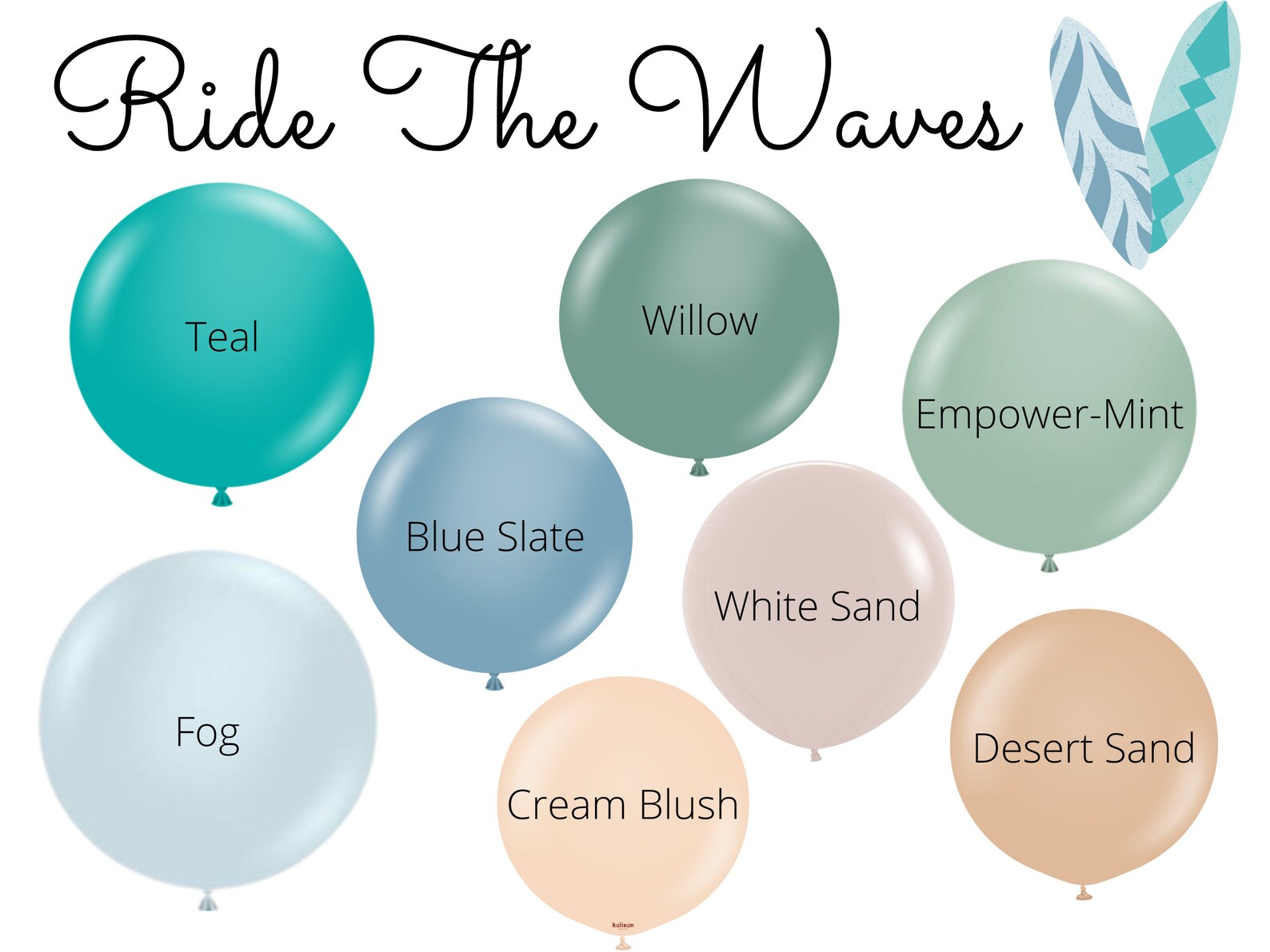Ride the Waves Surf Color Palette / Surf Balloon Garland the - Etsy
