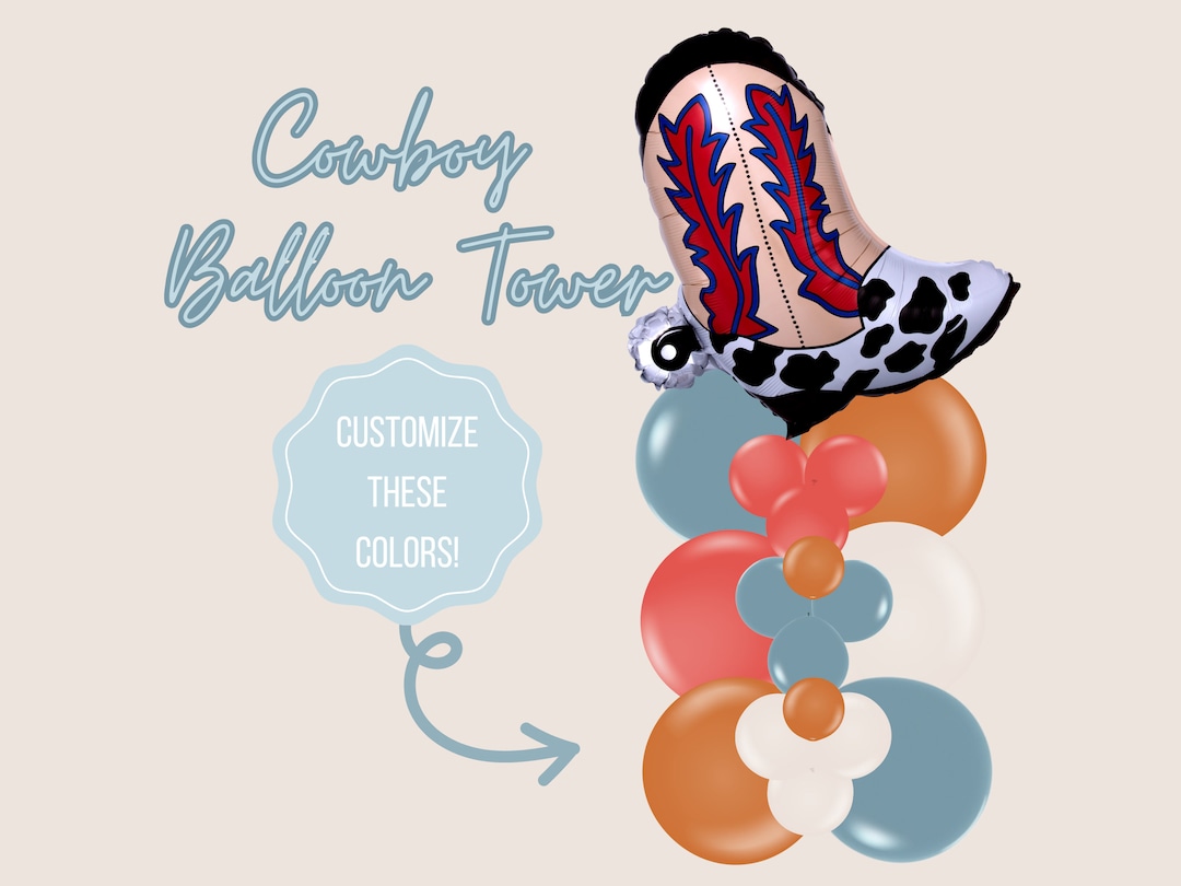 Cowboy Balloon Tower / My First Rodeo, Cowboy Birthday, Western Baby ...
