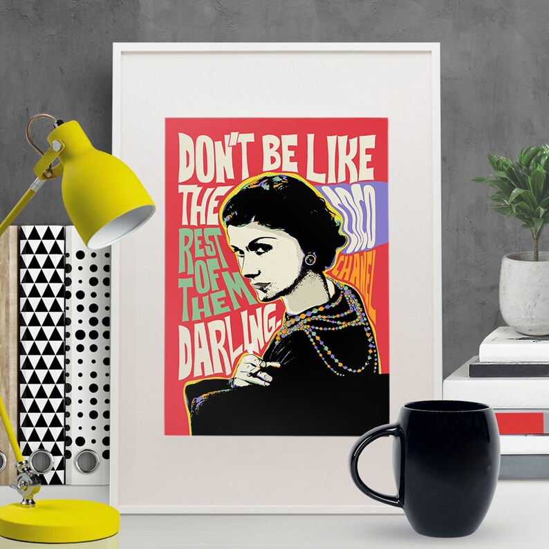 Coco Chanel Pop Art Quote Portrait , Inspirational Saying, Famous ...