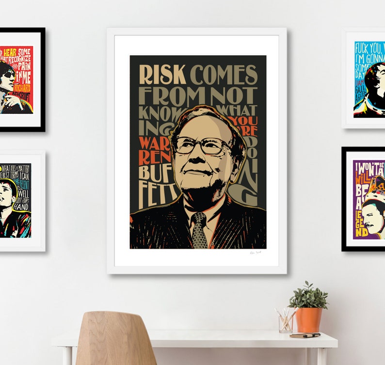 Warren Buffett Pop Art Quote Portrait , Inspirational Saying, Famous ...