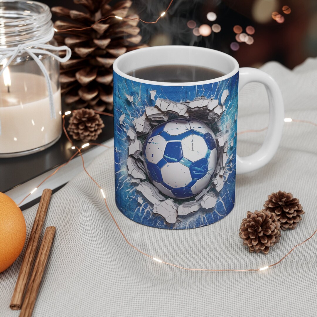 3D Image Football Coffee Mug, 3D Football Crack Hole 11oz Coffee Mug ...