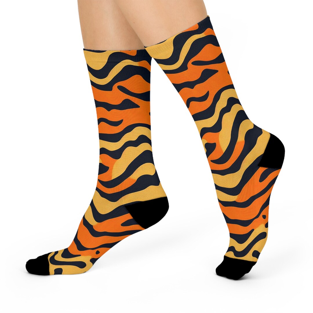Tiger Stripe Socks, Cushioned Crew Socks - Etsy