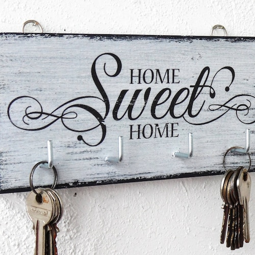 Home Sweet Home Personalized Key Ring Holder for Wall Key - Etsy