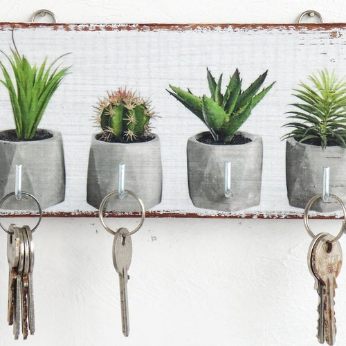 Wooden Plants Key Holder for Wall Housewarming Gift Plants | Etsy