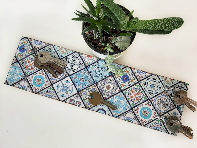 Vertical Key Holder 6 Hooks Key Holder for Wall Patchwork - Etsy