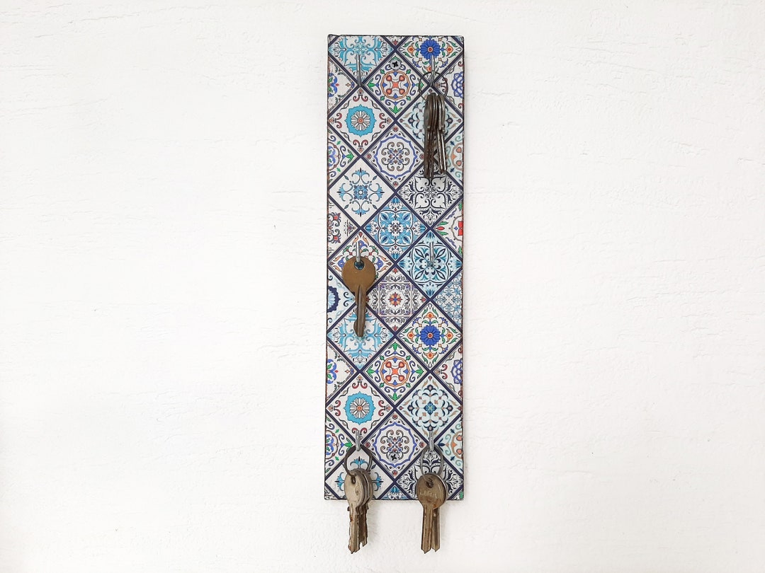 Vertical Key Holder 6 Hooks Key Holder for Wall Patchwork - Etsy