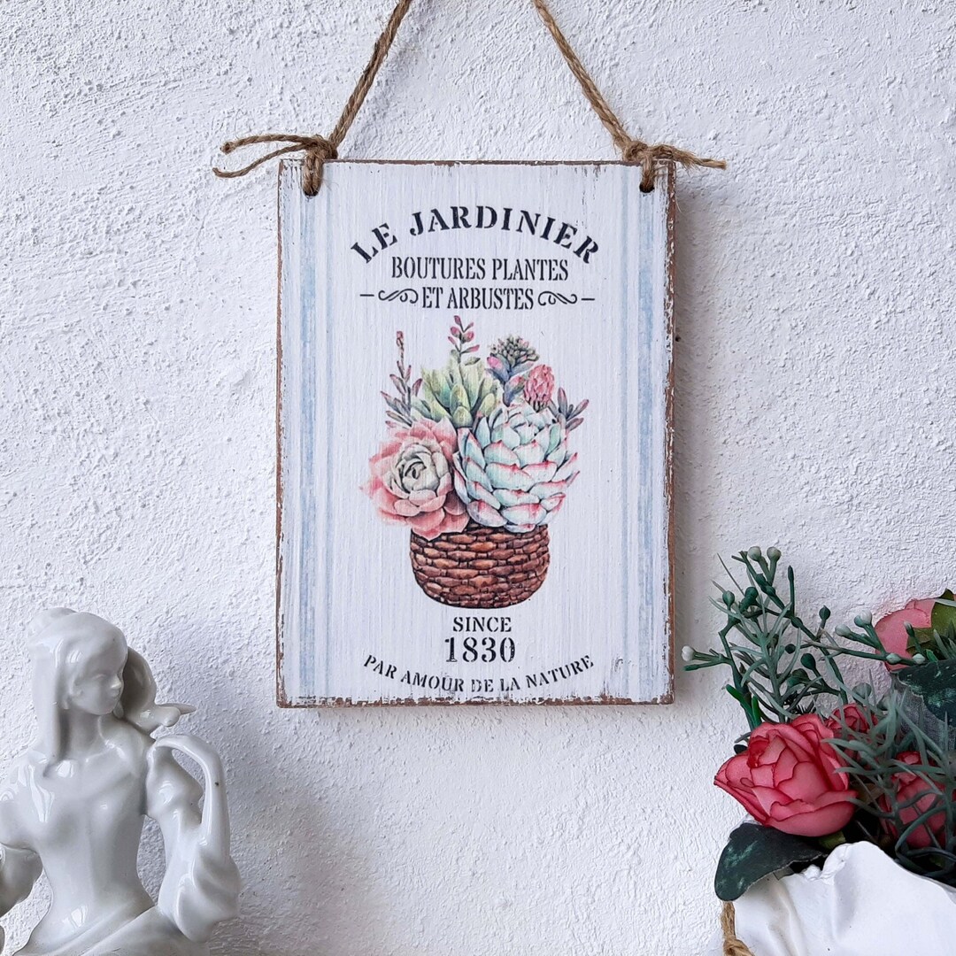 Succulent Sign, Wood Wall Decor Plant, Country Succulent Sign ...