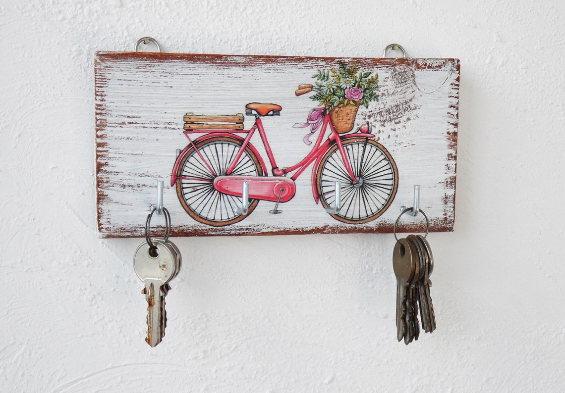 Pink Bicycle / Bike / Key Holder for Wall | Etsy