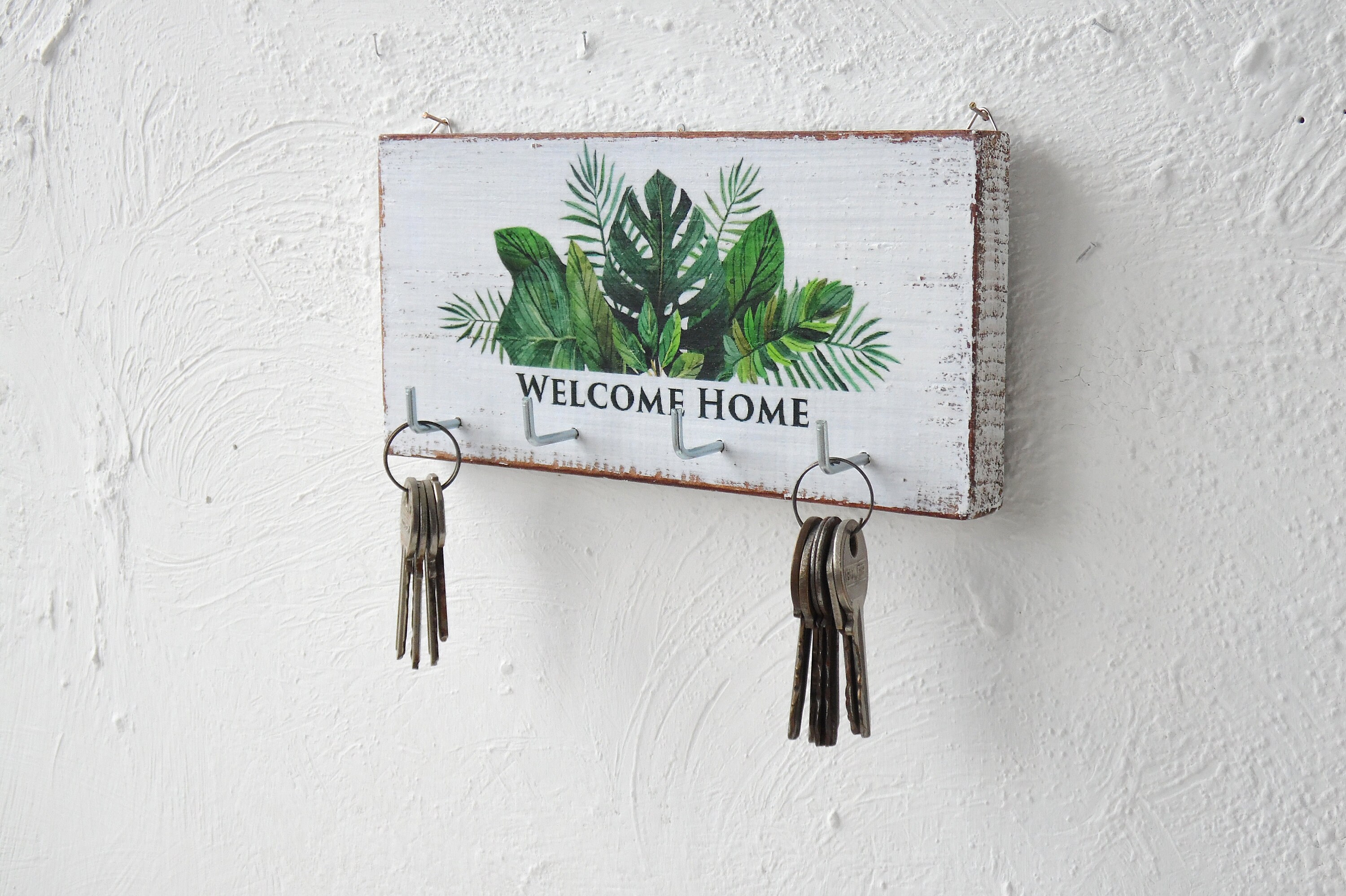 Welcome Home Key Holder for Wall Tropical Key Hook Key - Etsy