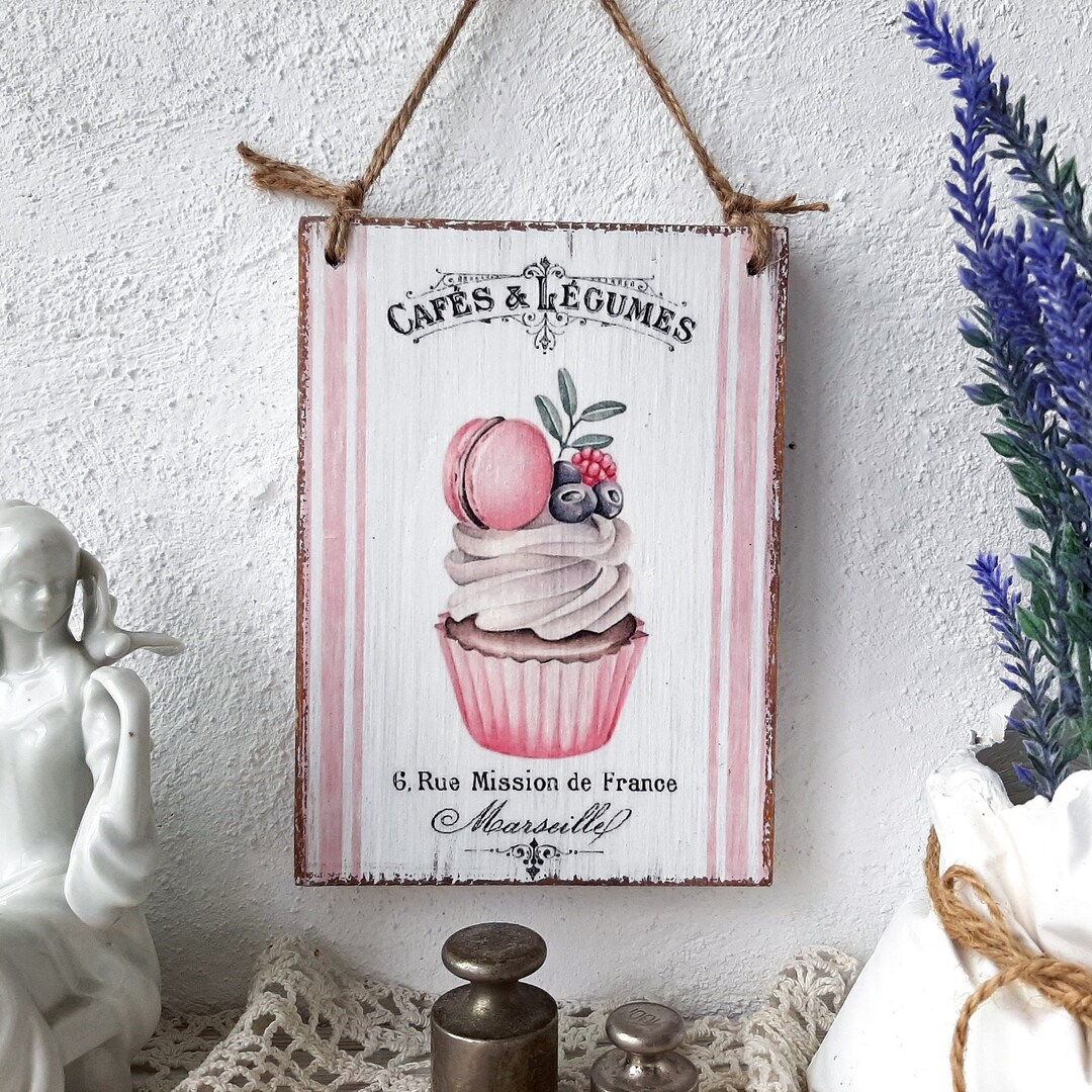 Patisserie Sign Wood, Cupcakes Wall Sign, French Patisserie Wall Decor ...