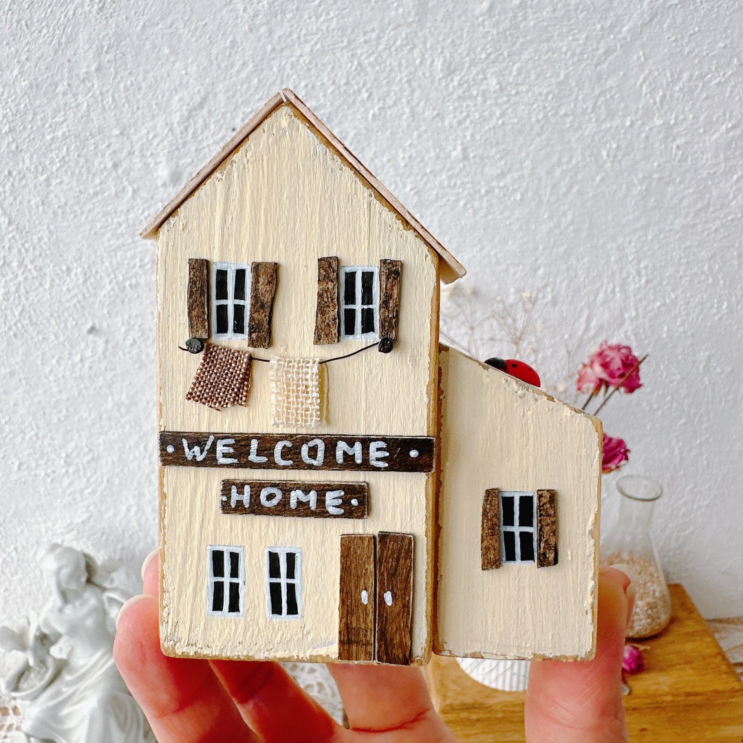 Tiny Wooden Houses, Welcome Home, Mini Wooden Village, Small Wood House ...