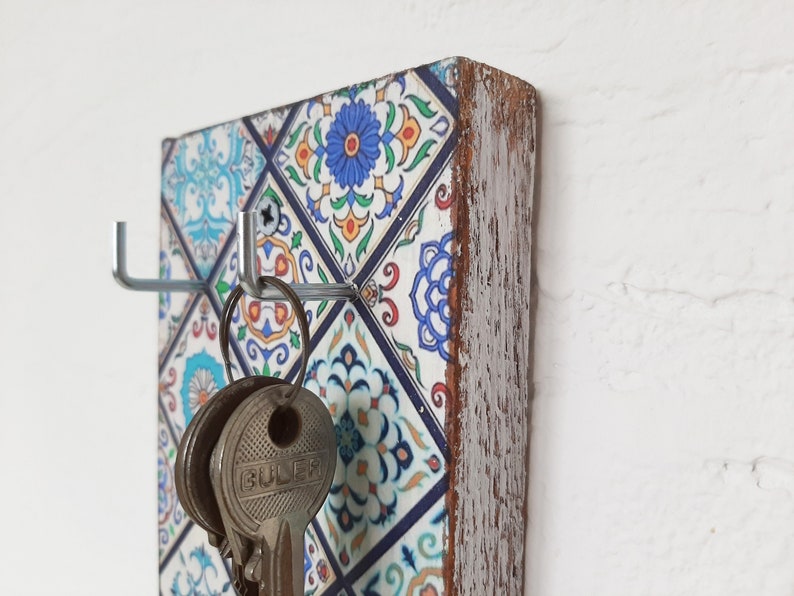 Vertical Key Holder 6 Hooks Key Holder for Wall Patchwork - Etsy