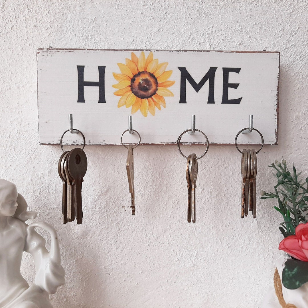 Sunflower Key Holder, Home Key Rack, Home Sweet Home, Sunflower Wall ...