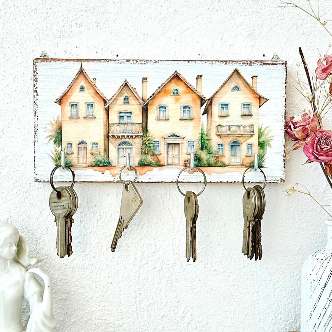 Key Holder for Wall, Key Rack Houses Ornament, House Key Organizer ...
