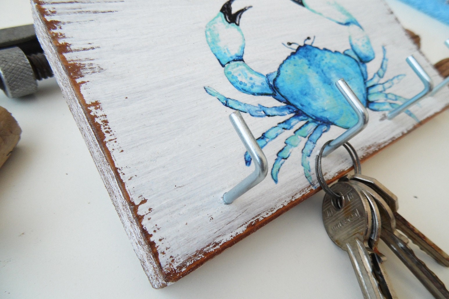 Wooden Crab Key Holder for Wall Nautical Key Hook | Etsy