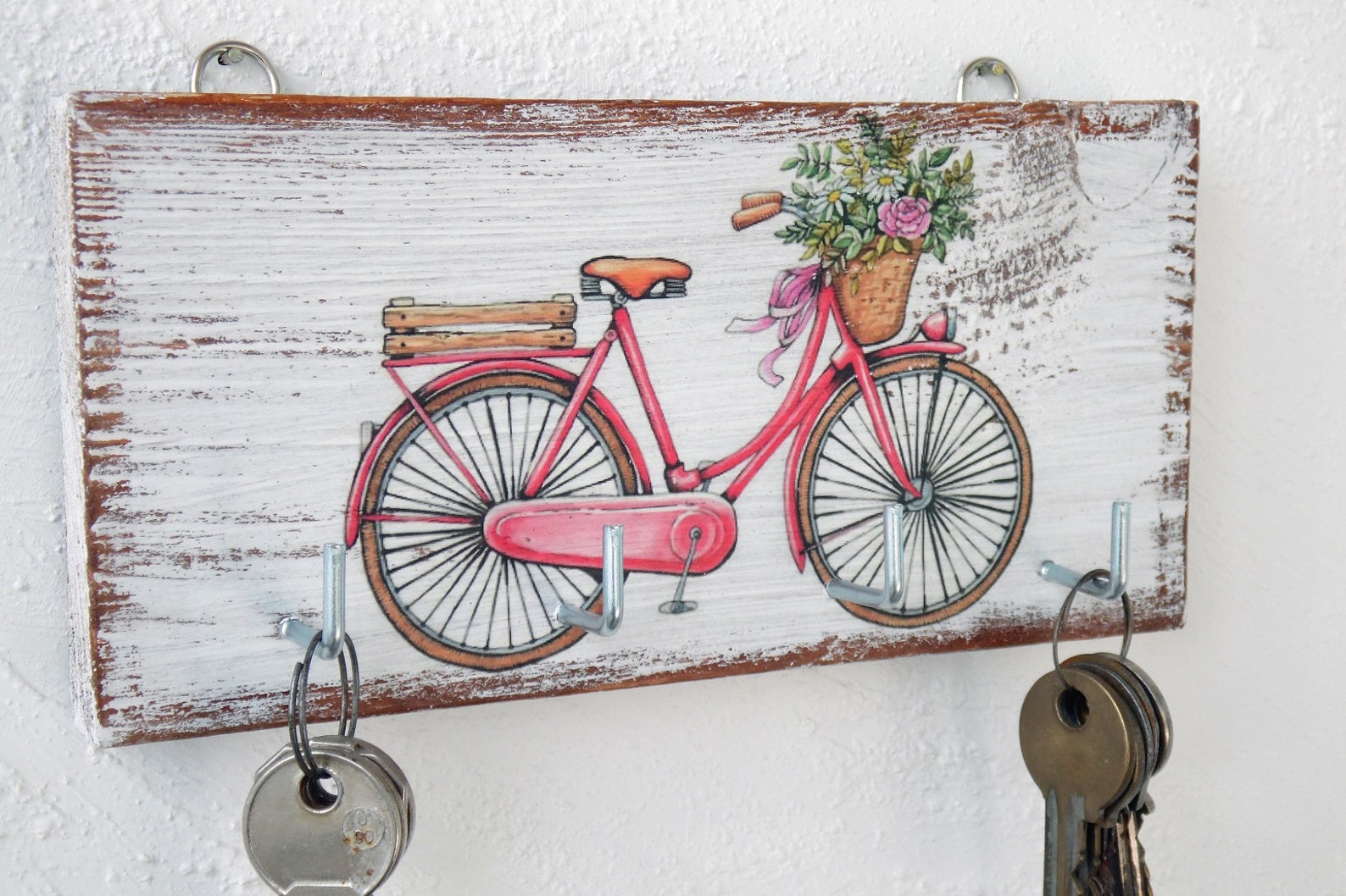 Pink Bicycle / Bike / Key Holder for Wall | Etsy