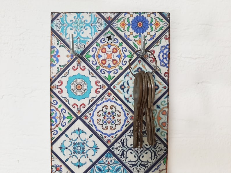 Vertical Key Holder 6 Hooks Key Holder for Wall Patchwork - Etsy