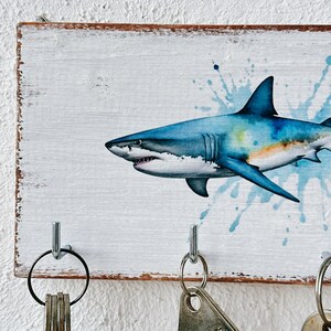 Shark Key Holder for Wall, Nautical Key Rack, Small Key Hook, Blue ...