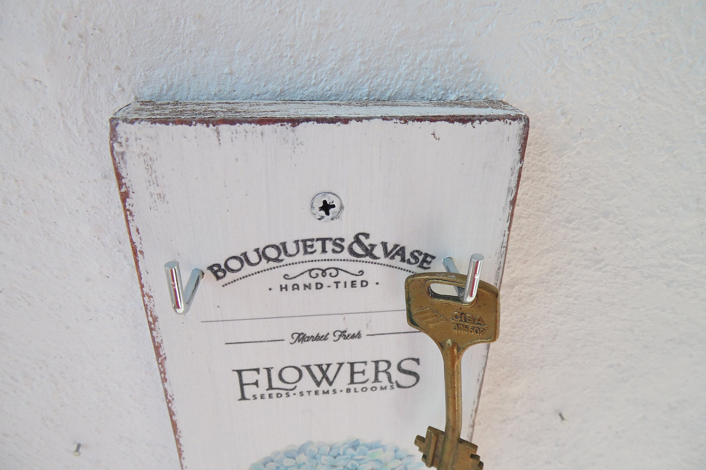 Vertical Key Holder 6 Hooks Key Holder for Wall Flowers Wall - Etsy