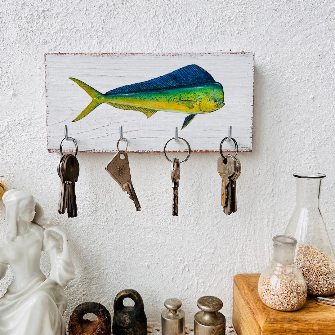 Key Holder Mahi Mahi, Dolphinfish Wood Wall Decor, Key Holder for Wall ...