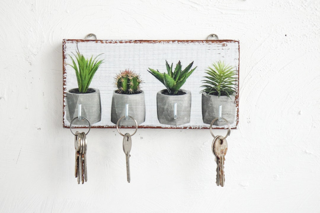Wooden Plants Key Holder for Wall Housewarming Gift Plants - Etsy