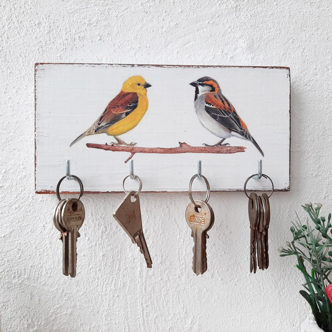 Key Rack With Garden Birds, Wall Key Holder, Key Hanger Birds - Etsy
