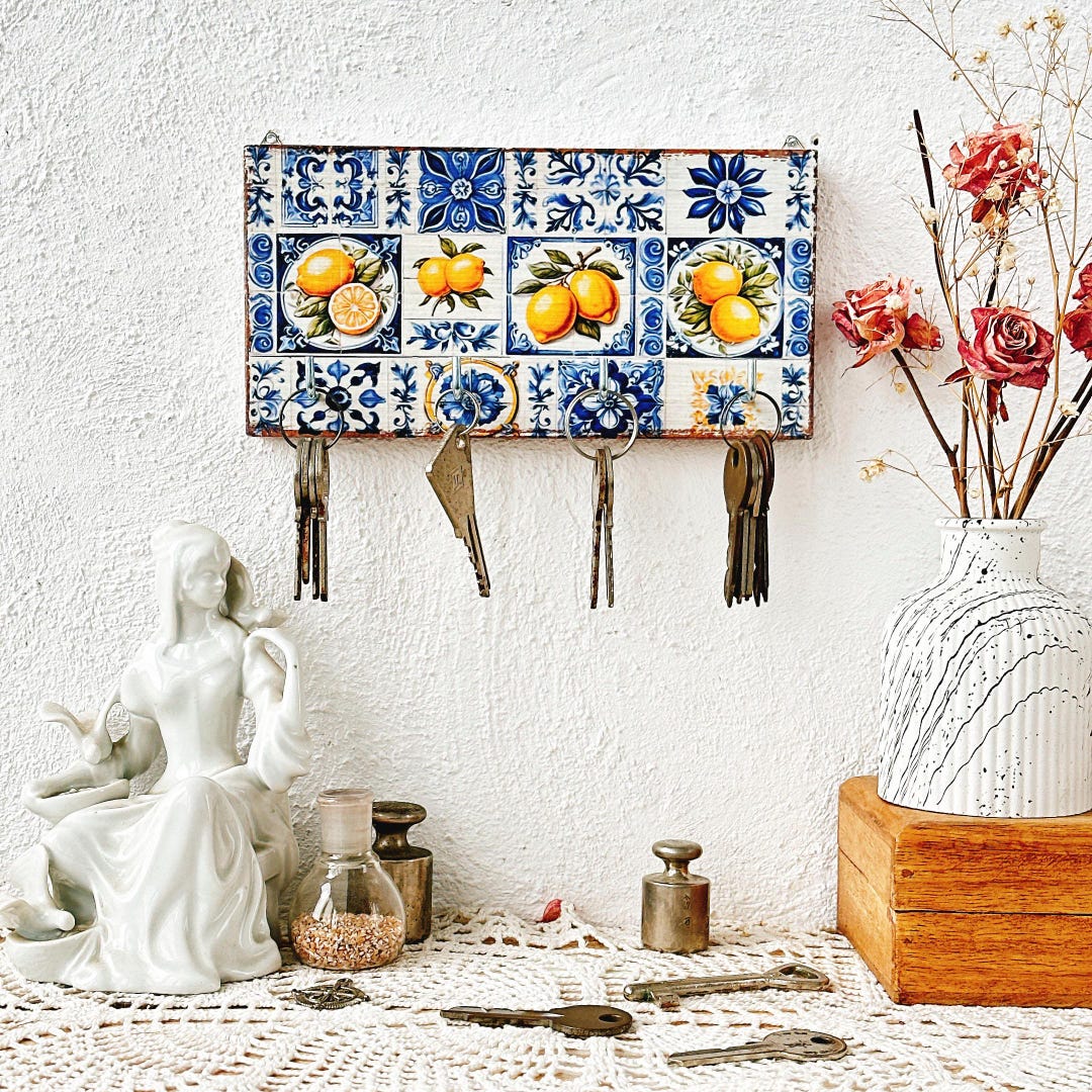 Lemon Key Holder for Wall, Entryway Organizer, Small Key Holder, Lemon ...