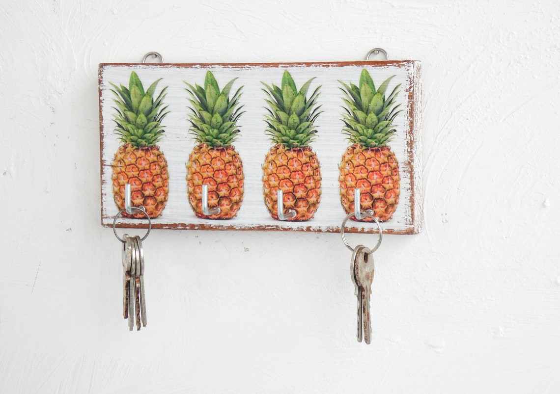 Wooden Pineapple Key Holder for Wall Pineapple Wall Decor - Etsy