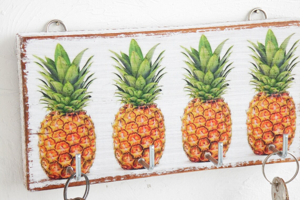 Wooden Pineapple Key Holder for Wall Pineapple Wall Decor - Etsy