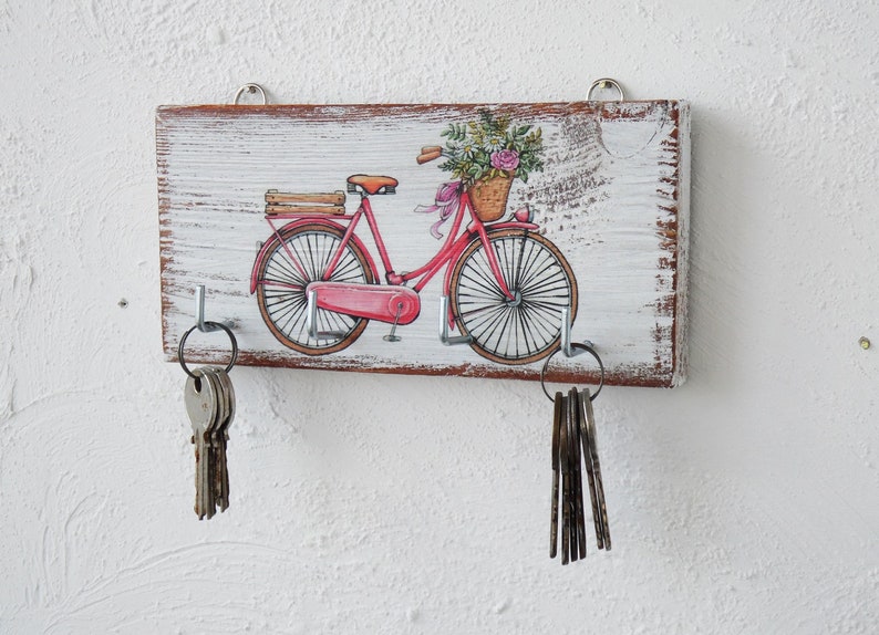 Pink Bicycle / Bike / Key Holder for Wall | Etsy