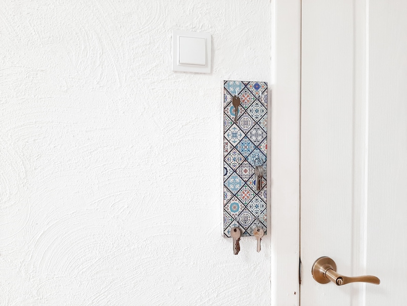 Vertical Key Holder 6 Hooks Key Holder for Wall Patchwork - Etsy