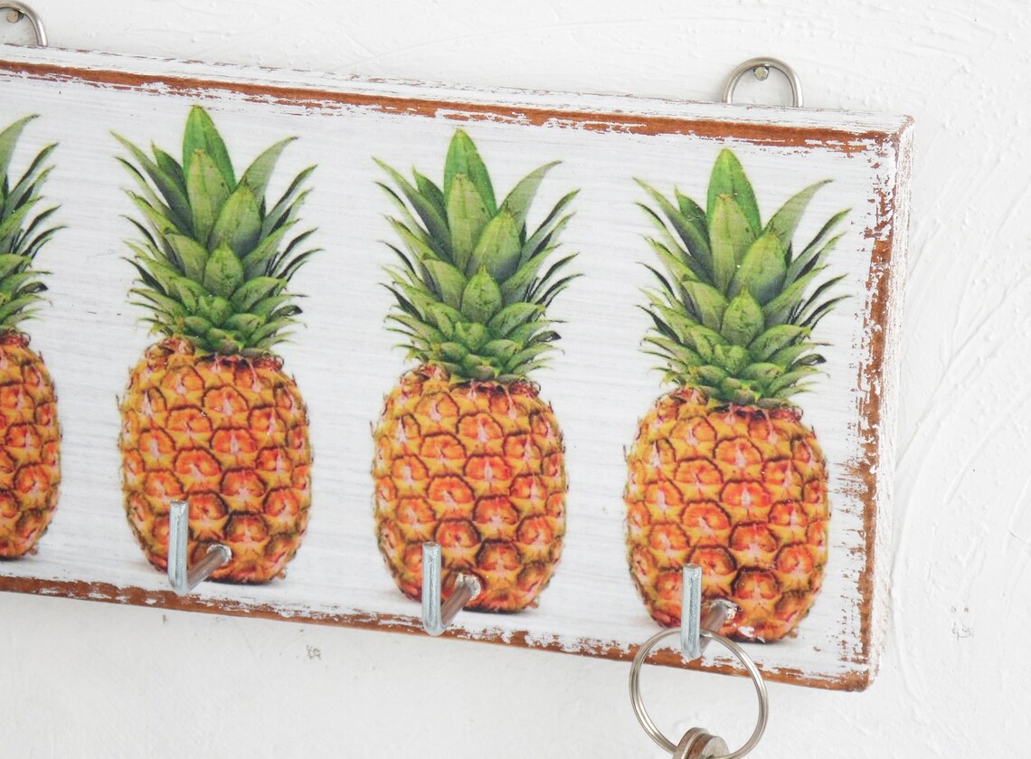 Wooden Pineapple Key Holder for Wall Pineapple Wall Decor - Etsy