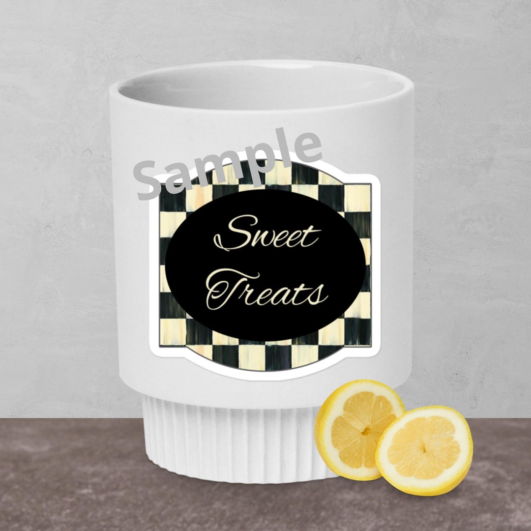 Sweet Treats Checkered Kitchen Canister, Jar or Container Pantry Label ...
