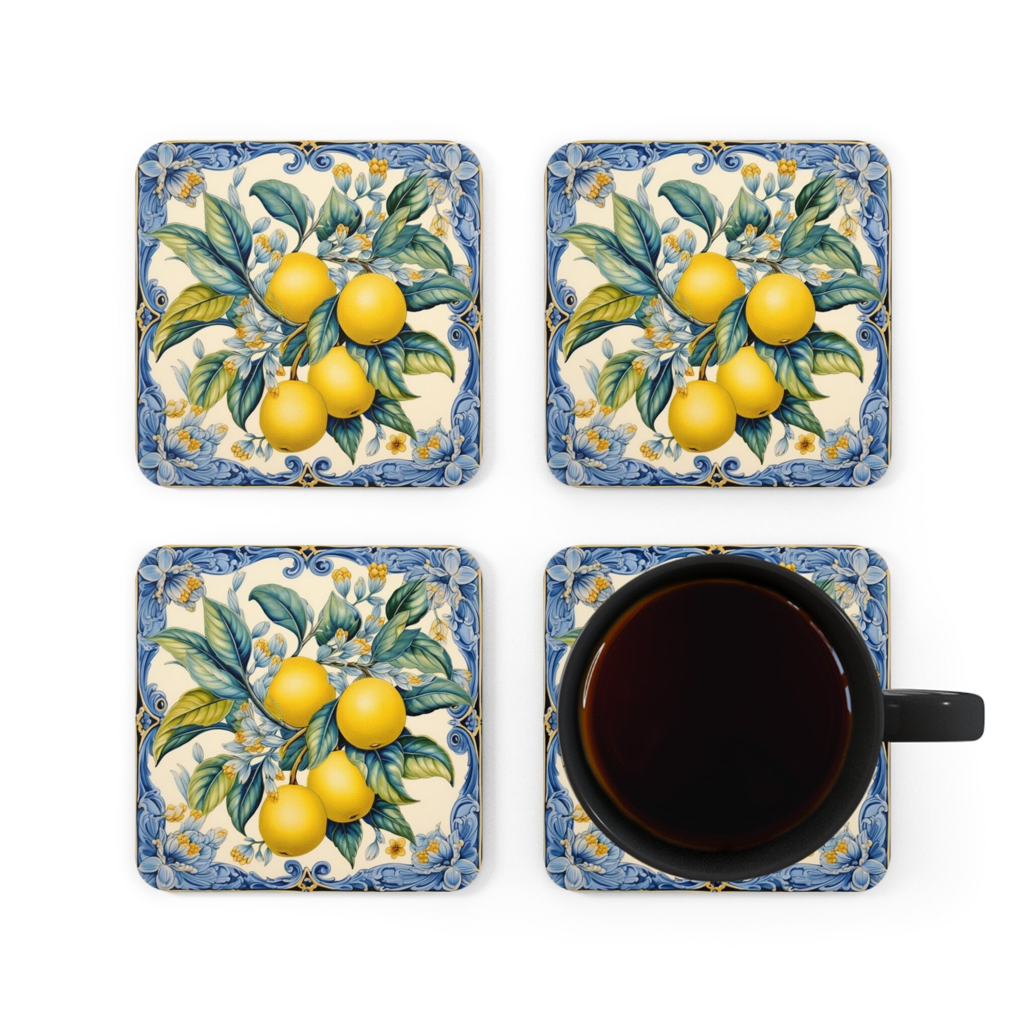 Majolica Lemon Blue Italian, Capri, Mykonos, Santorini Style Tile ...