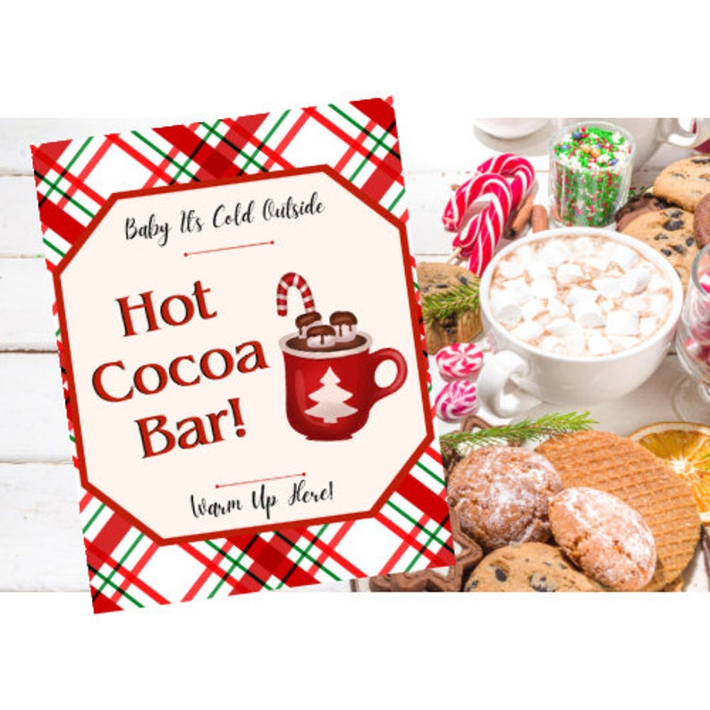Festive Hot Cocoa Bar Printable Sign Christmas Holiday Party - Etsy