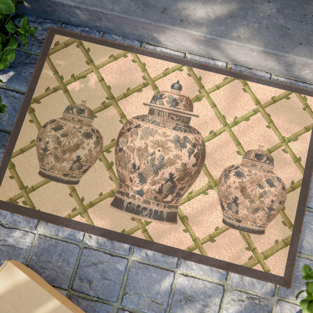 Ginger Jar, Grandmillenial, Blue and White, Bamboo Lattice, Chinoiserie ...