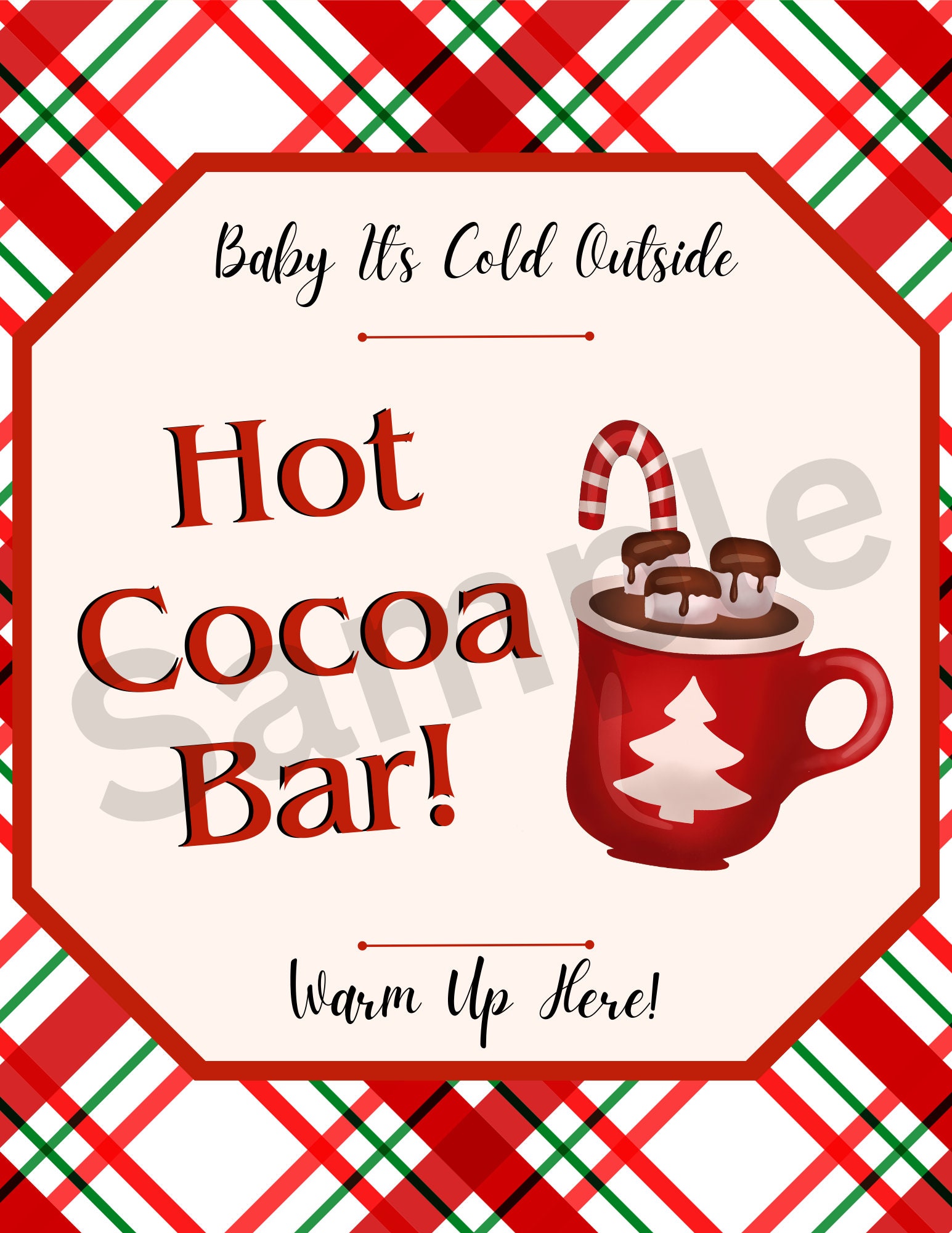 Festive Hot Cocoa Bar Printable Sign - Christmas Holiday Party Decor - Etsy