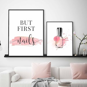 Nail Salon Decor,salon Print,but First Nails,salon Wall Art,nail Art ...