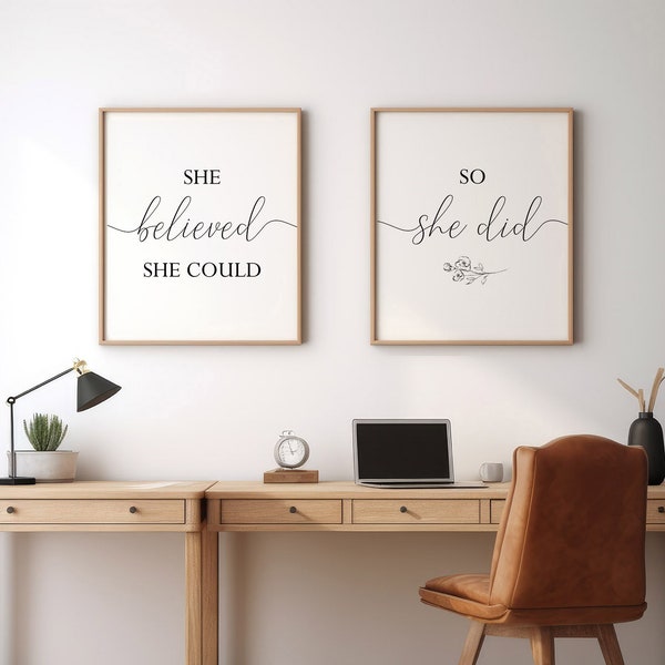 She Believed She Could so She Did Wall Art - Etsy