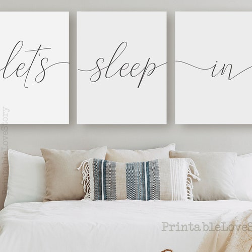 Set of 3 Printslet's Sleep in Printablebedroom Wall | Etsy