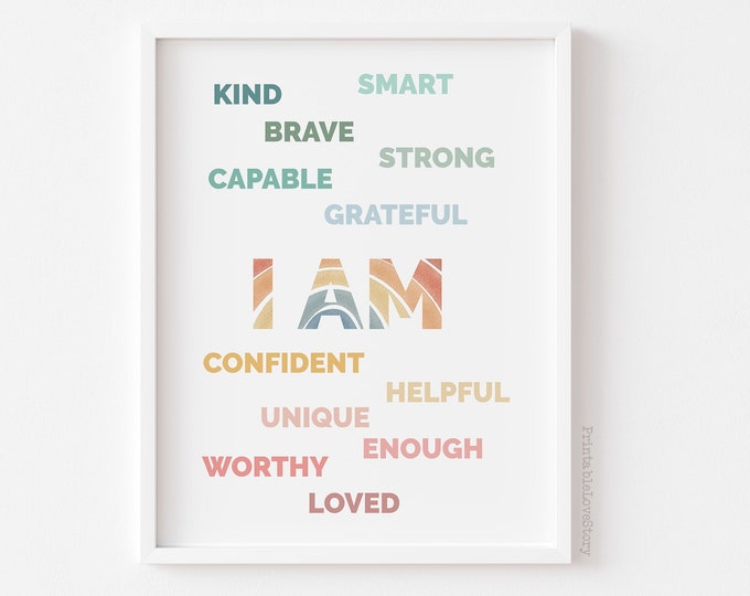 Personalized Affirmations for Kids Wall Art Set of 2 Prints ...