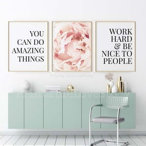 Office Wall Decor,work Hard and Be Nice to People,work Hard Sign,you ...