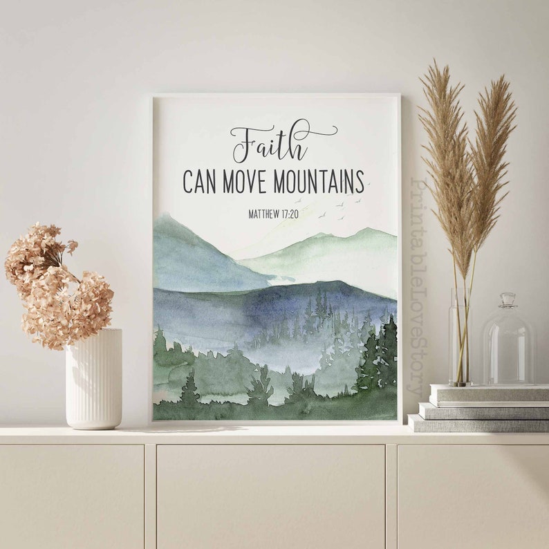 Faith Can Move Mountainsbible Verse Signmatthew - Etsy