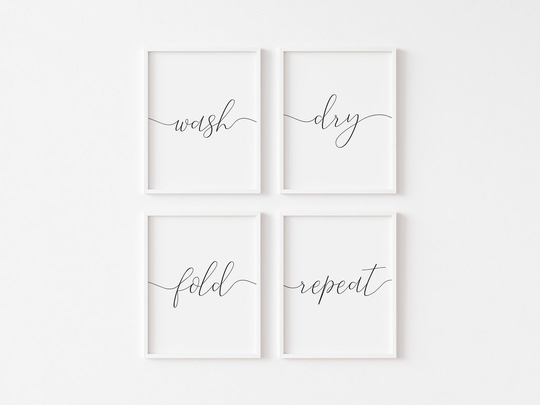 Laundry Signs,wash Dry Fold Repeat,laundry Quote,laundry Room Decor ...
