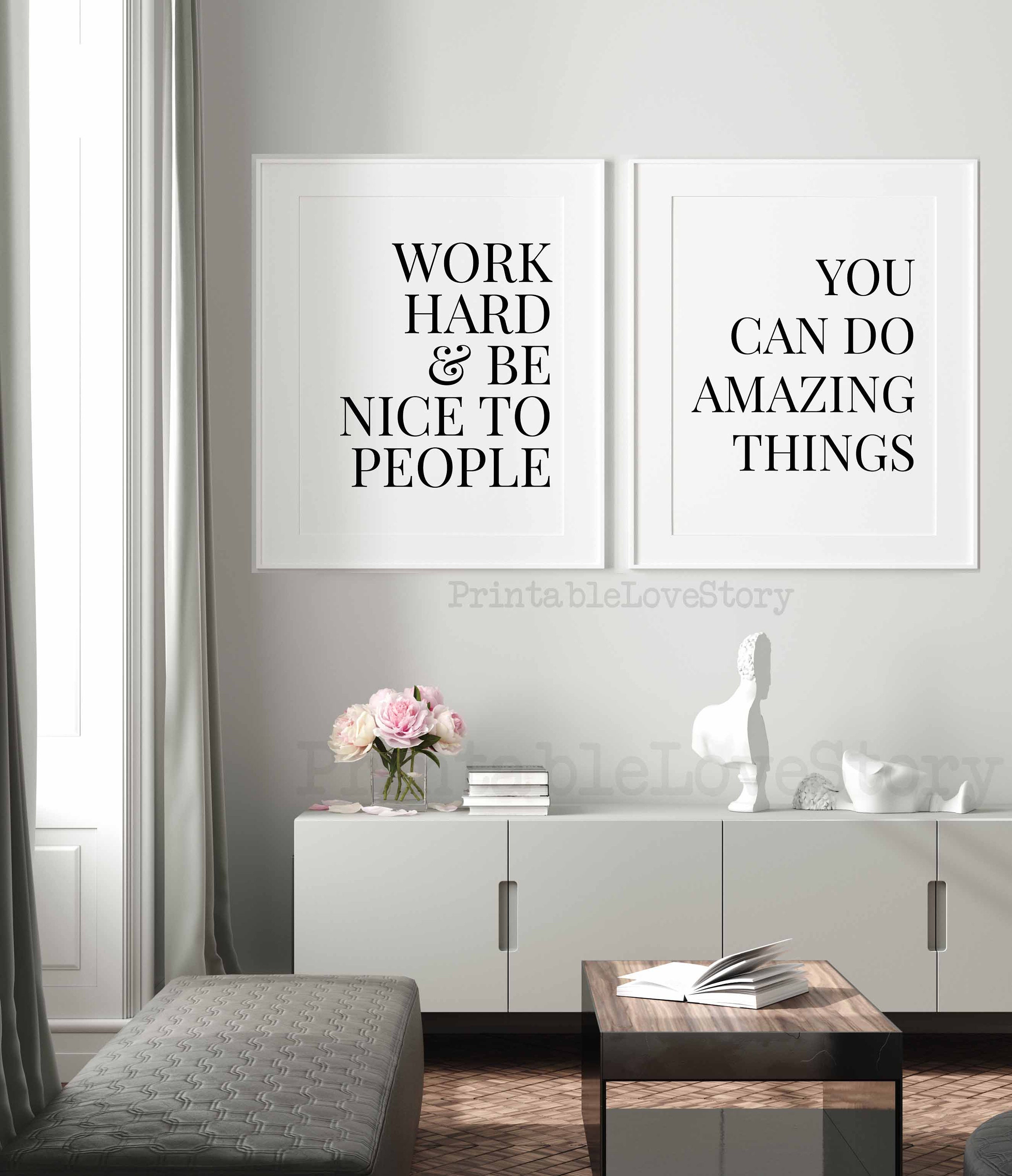 Office Wall Decor,work Hard and Be Nice to People,work Hard Sign,you ...