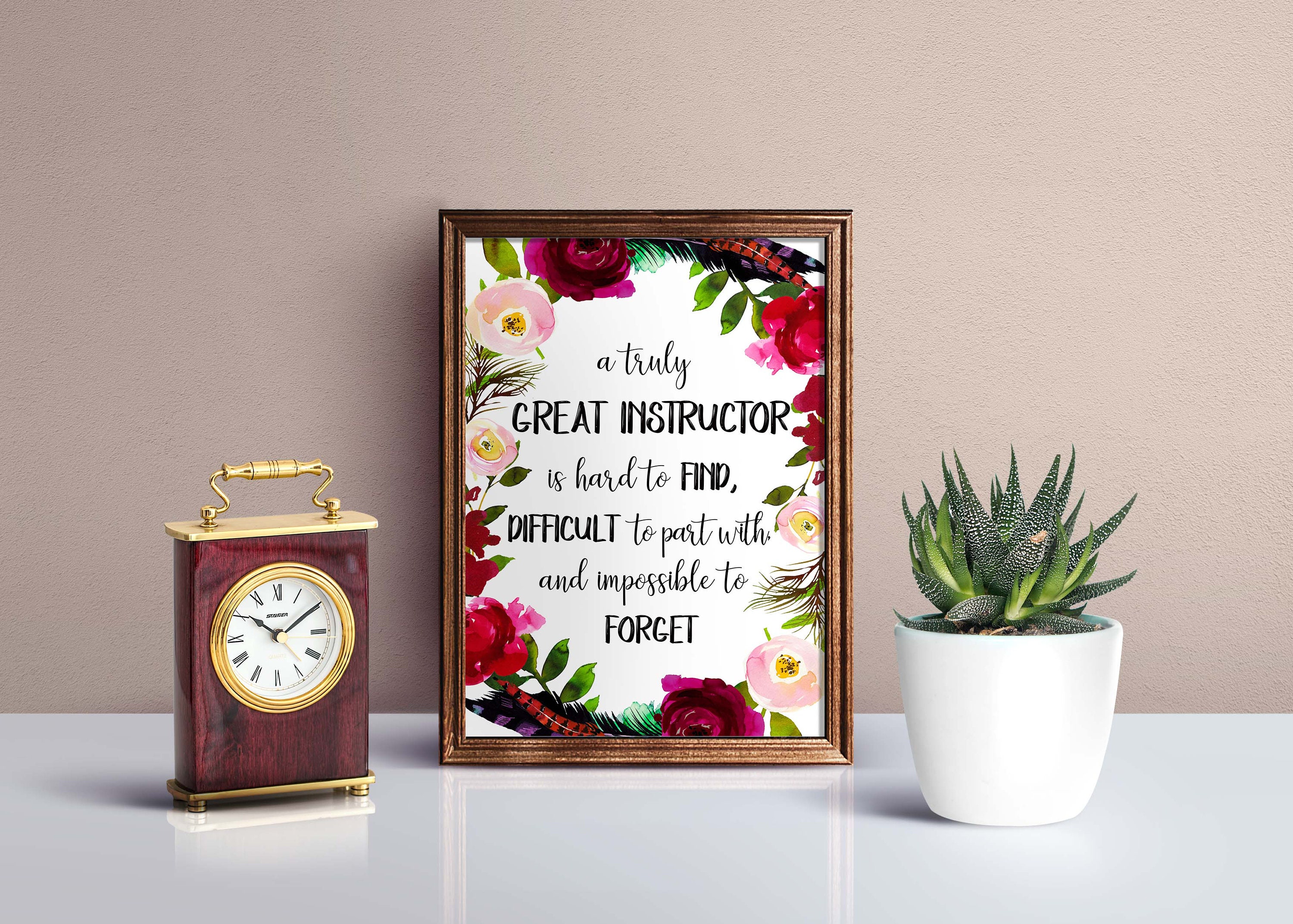 Great Instructor Quote Print, Floral Thank You Gift (digital Download ...