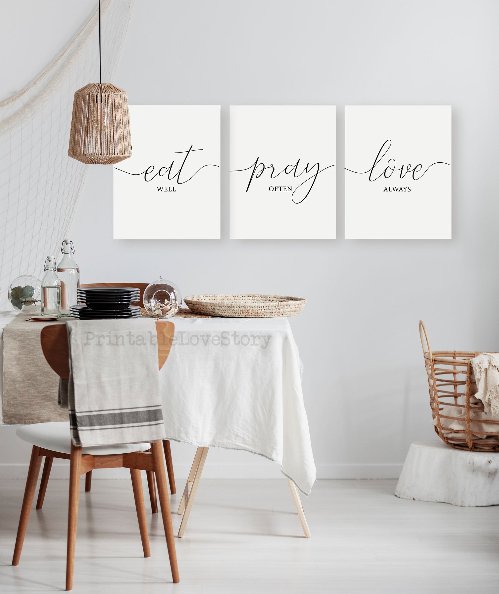 Eat Pray Love Printkitchen Wall Artset of 3 Printabledining | Etsy